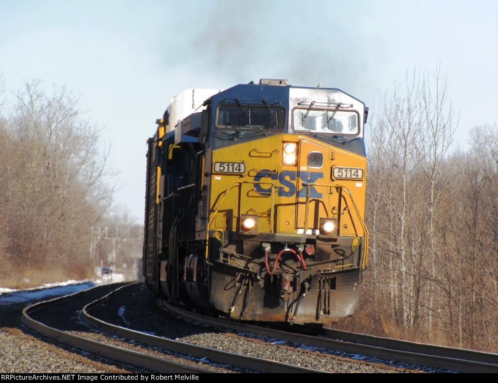 CSX 5114 with westbound autoracks near MP 384